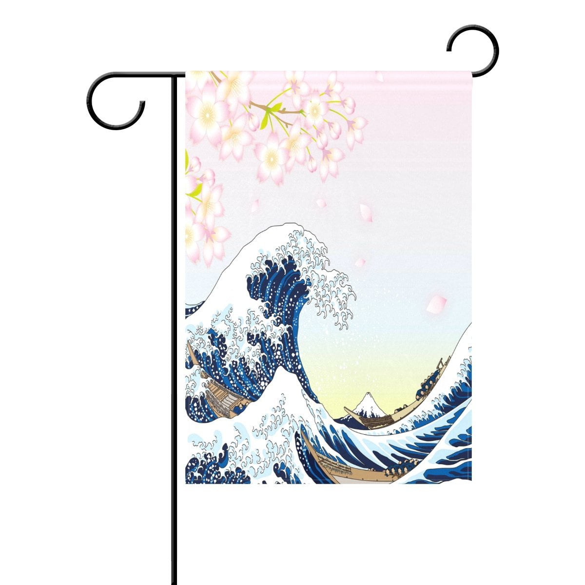 POPCreation Japanese Style Ocean Wave Garden Flag Cherry Blossom Sakura ...