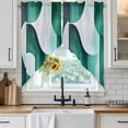 Abstract Stitching Swag Curtain Valance for Window 2 Panels White Green ...