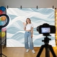 10x8ft Photo Backdrop, White Blue Ombre Stripe Soft Polyester Backdrop ...