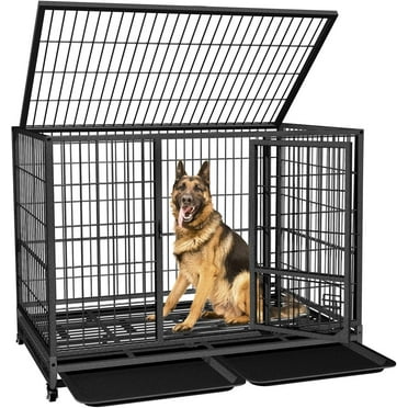 Jhsomdr Heavy Duty Dog Crate 42 inch Indestructible Dog Crate Escape ...