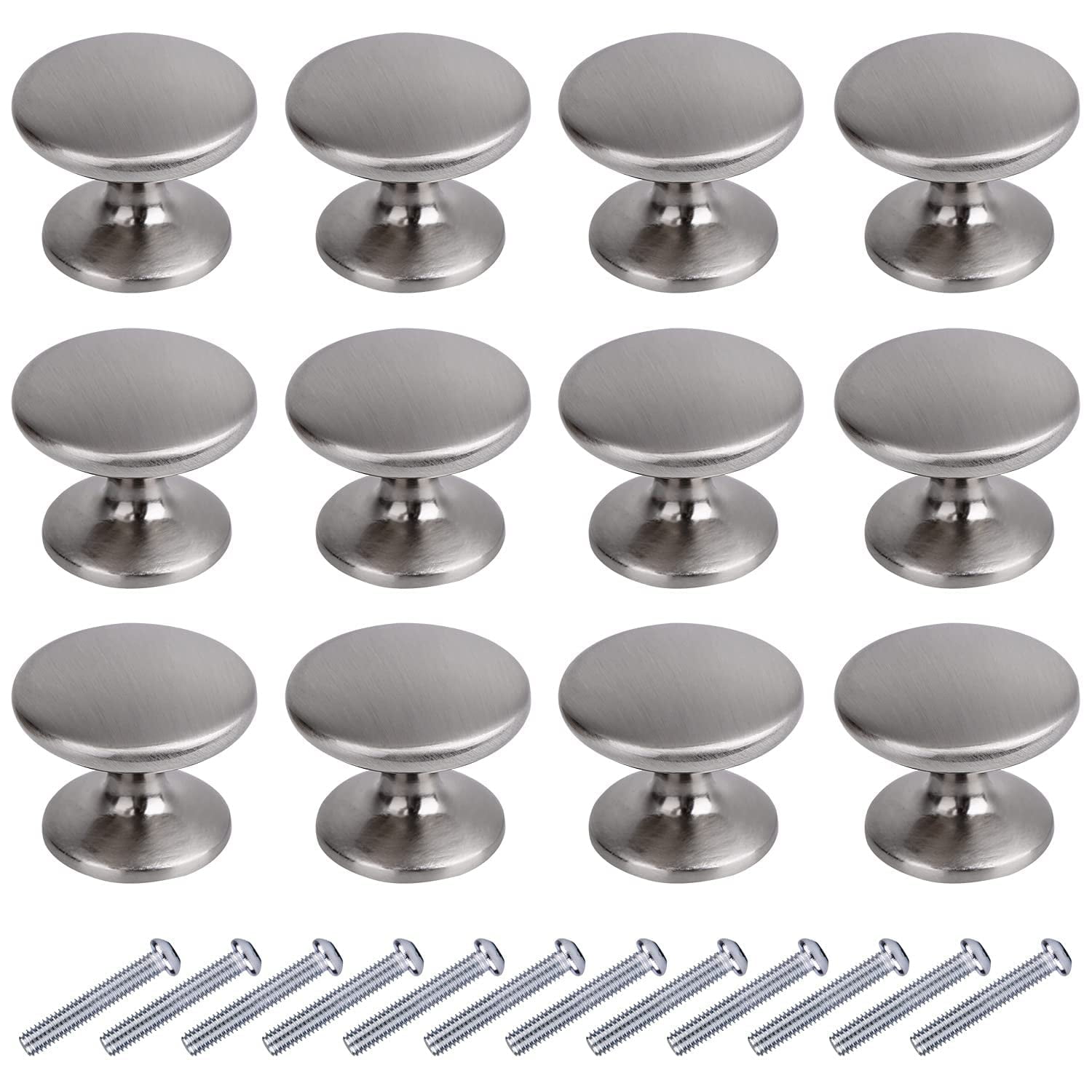 YIHATA 1 inch Drawer Knob, 12 Pack Kitchen Cabinet Knobs, Silver ...