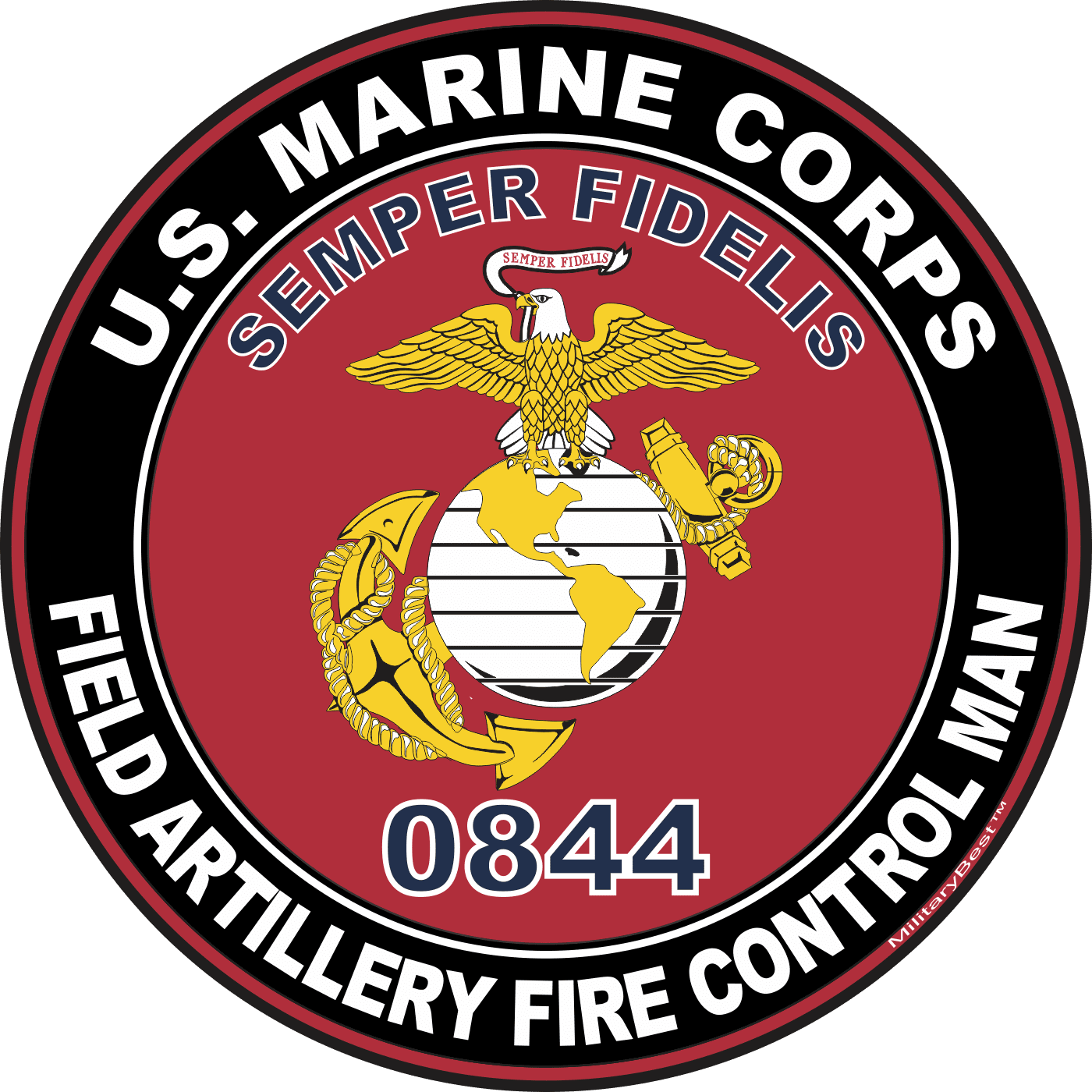 U.S.M.C. MOS 0844 Field Artillery Fire Control Man Decal 3.8" - Red ...