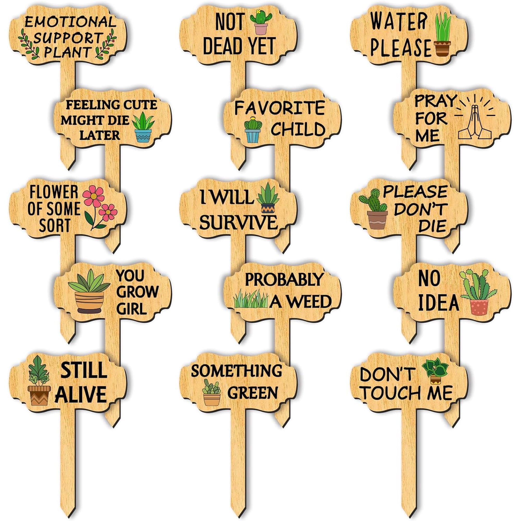 Click here for Nobrand 15 Pcs Funny Plant Labels Wooden Herb Mark... prices