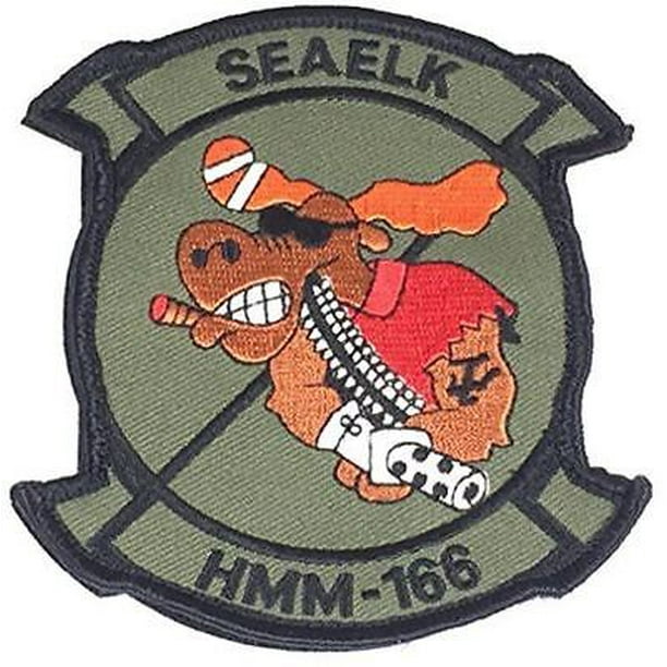 USMC MARINE CORPS HMM-166 SEA ELK PATCH HOOK AND LOOP BACKING AIR WING ...