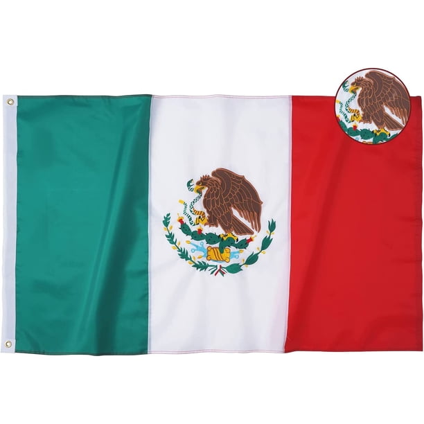 Mexican Flag Bandera de Mexico 3X5 Embroidered Flags Sewn Stripes 240D ...