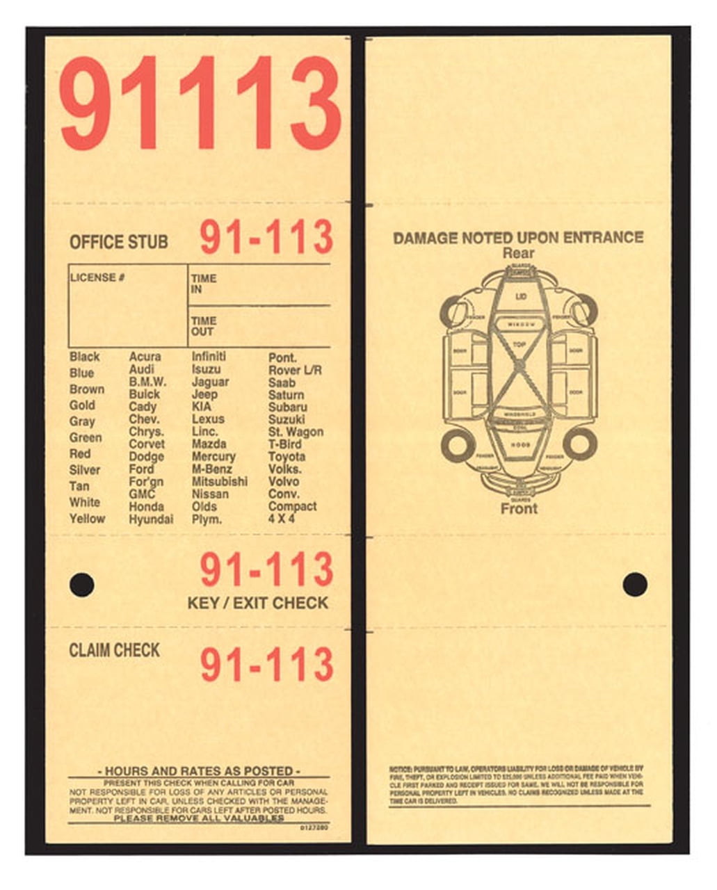 Valet Parking Tickets 4-Part 1,000 with Free Parking Receipts (Salmon ...