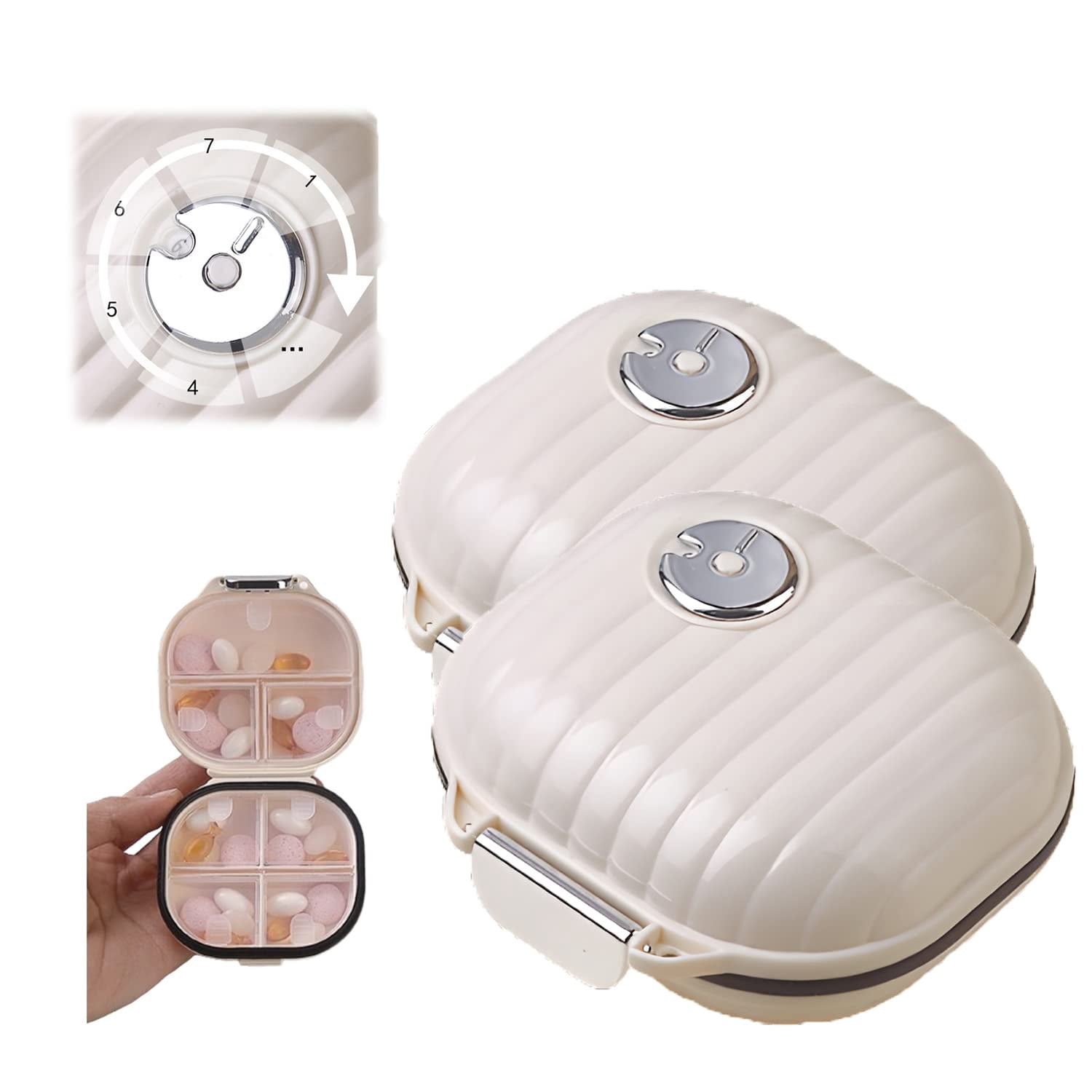 Fnyko 2 Pack Personal Pill Dispenser Organizer Medicine Box Mini ...
