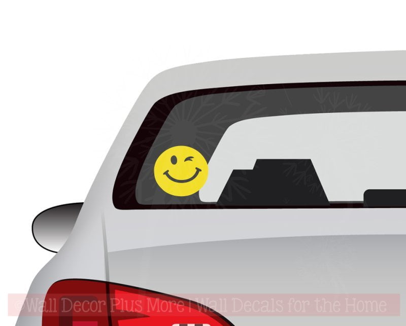 Car Window Decals for Women Smiley Wink Face Stickers Happy Vinyl Art ...