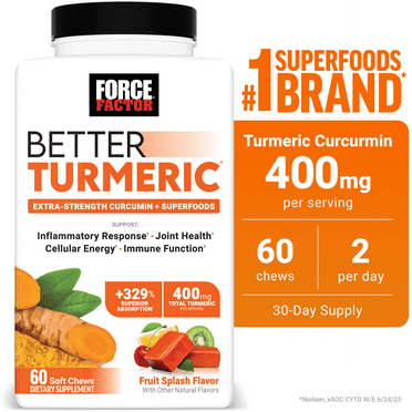 Force Factor Better Turmeric Chews with Bioavailable Curcumin Ginger ...
