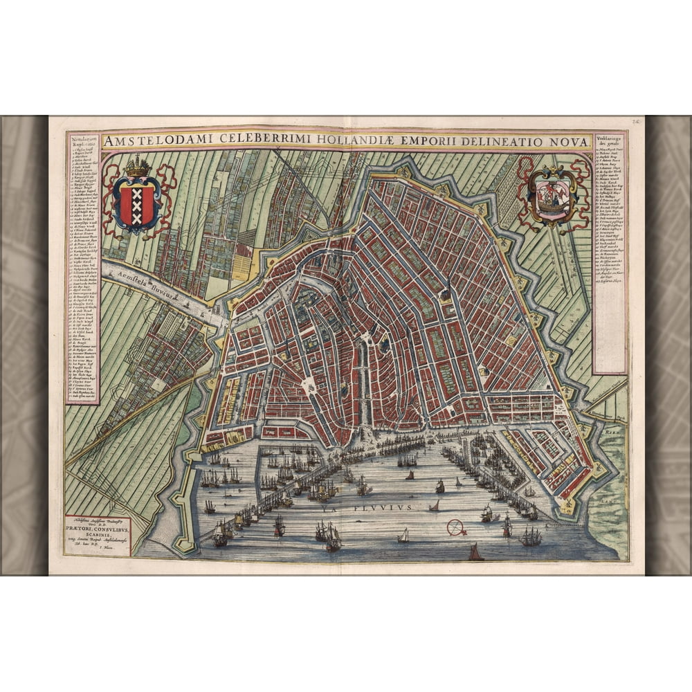 24"x36" Gallery Poster, map of amsterdam 1642 - Walmart.com - Walmart.com