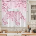 3 Pieces Swag Kitchen Curtains Set, Cherry Blossom Valance Swag & Small ...