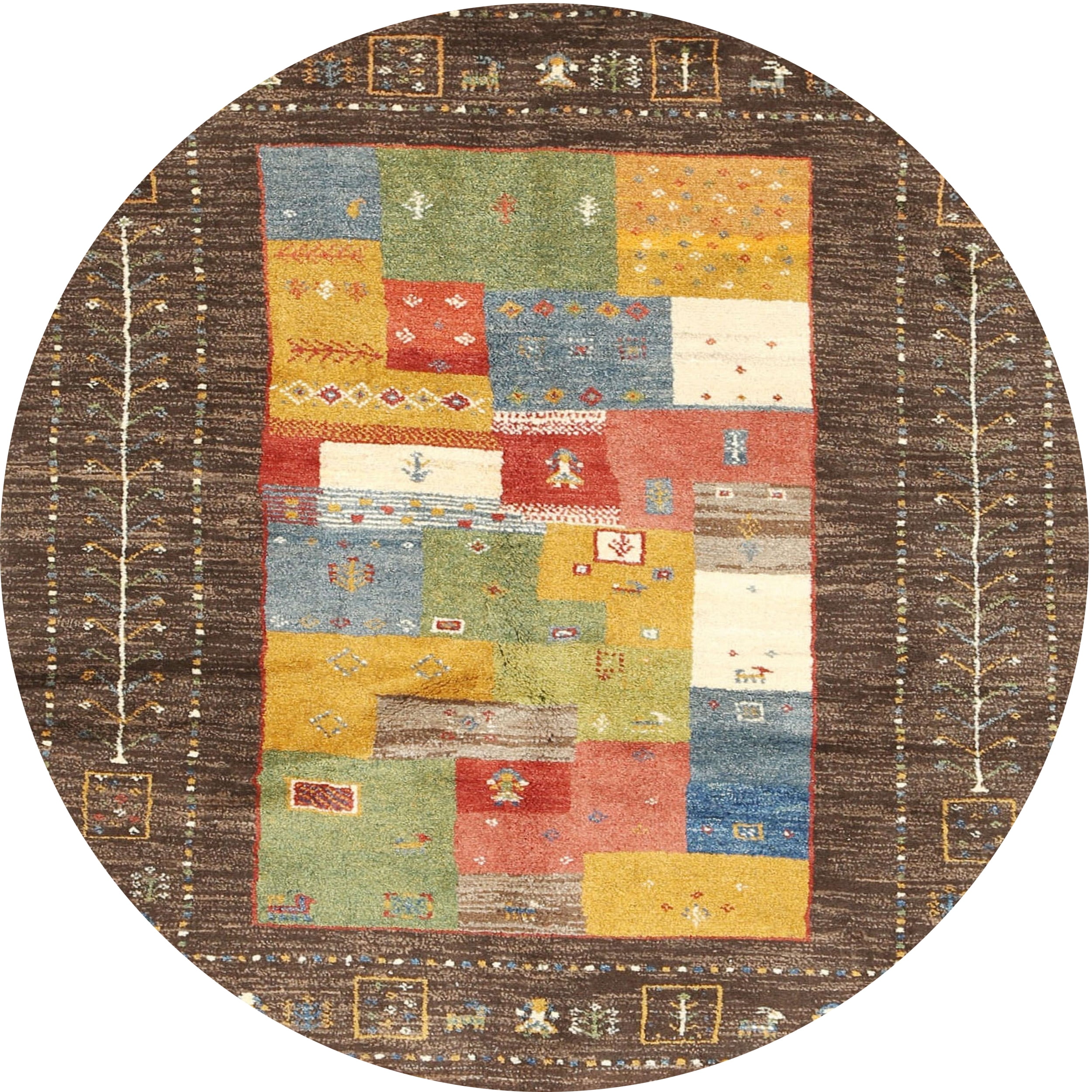 Ahgly Company Indoor Round Contemporary Copper Green Abstract Area Rugs ...