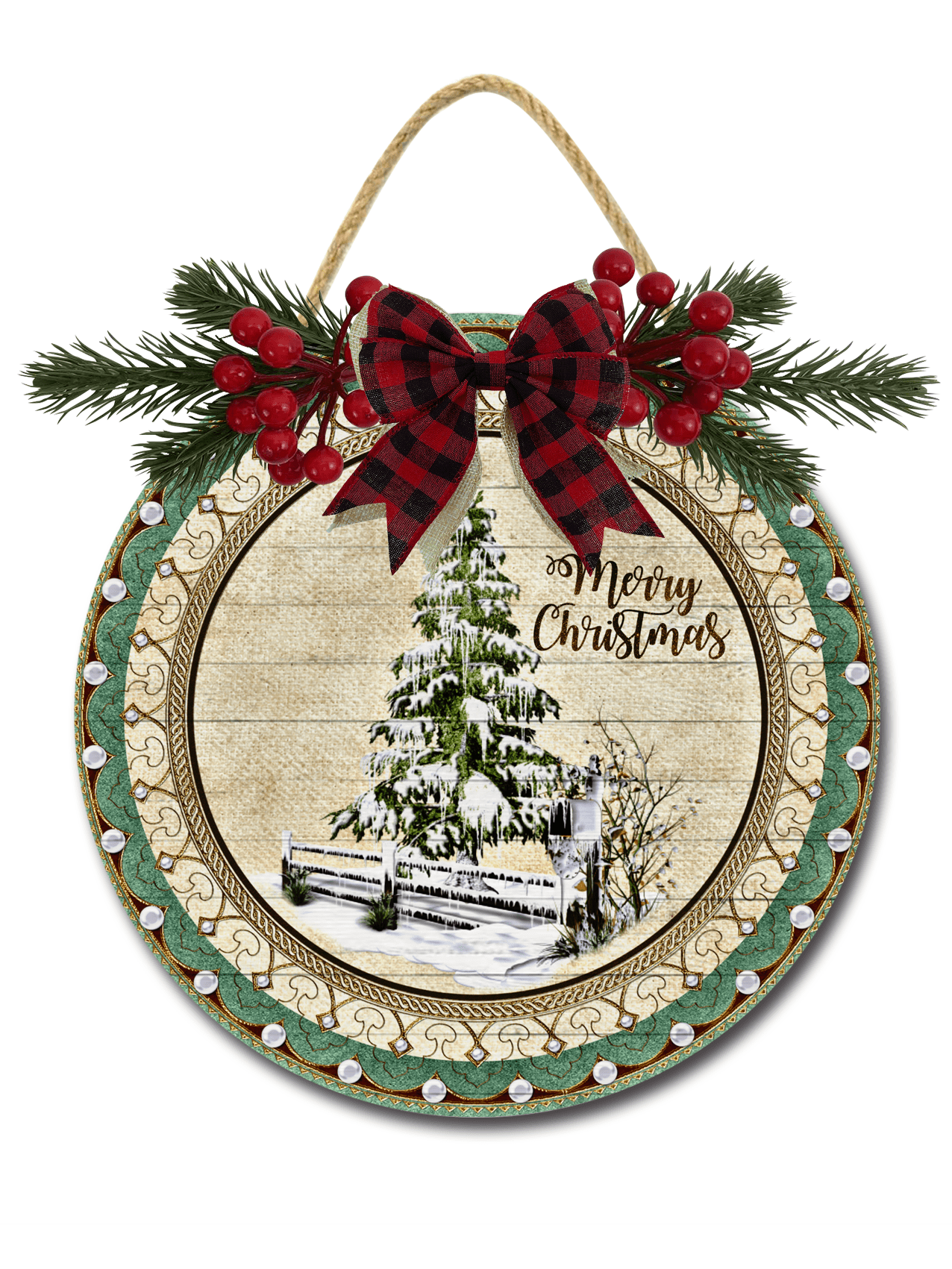 Front Door Porch Decorations Christmas Tree Door Hanging Sign 11 inch ...