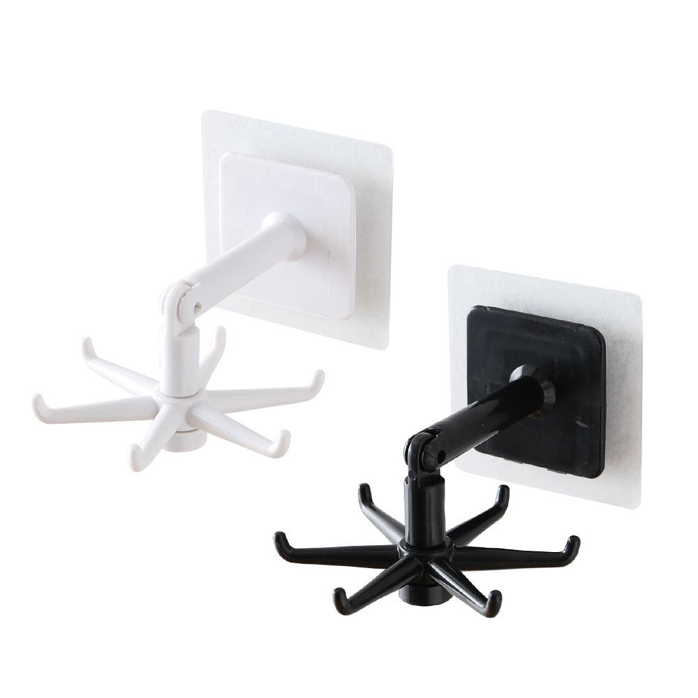 SNNROO 2Pcs 360°Rotating Folding Hook, Self-Adhesive 180°Vertical Flip ...