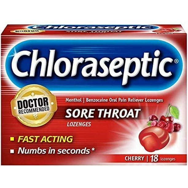 Chloraseptic Sore Throat Lozenges, Cherry Flavor, 18 Count - Walmart.com
