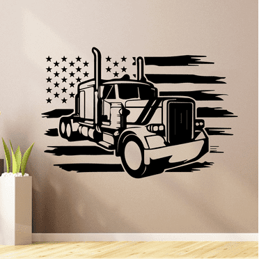 Semi Truck Wall Decal by Wallmonkeys Peel and Stick Graphic (36 in W x ...