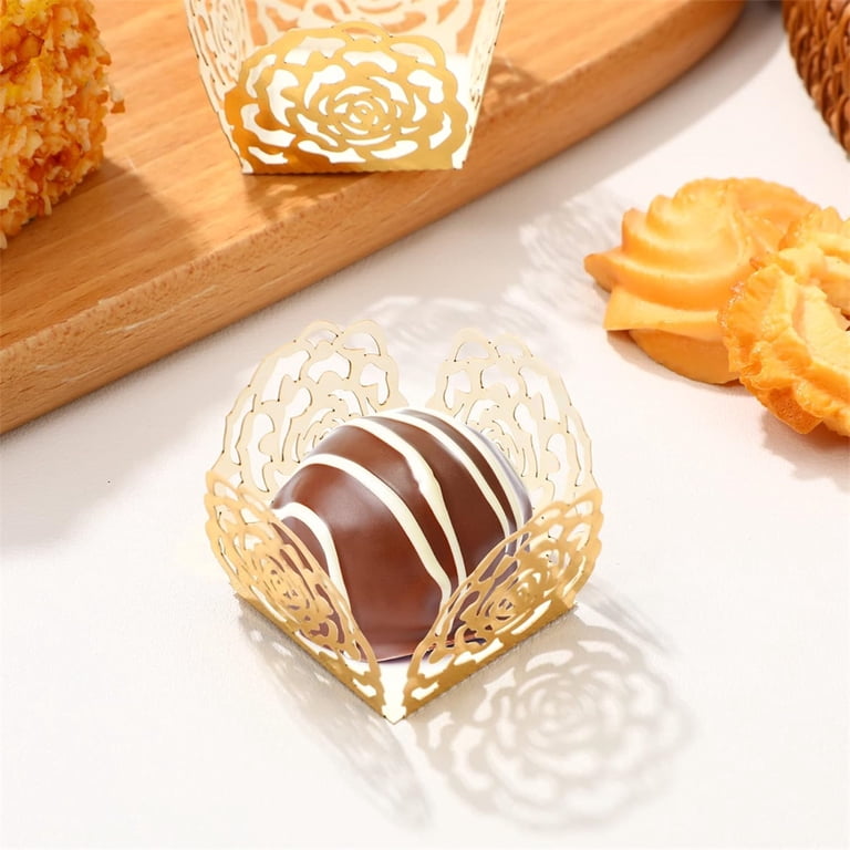 Gold Chocolate Paper Cups 50 Gold Truffle Wrappers With Floral Design ...