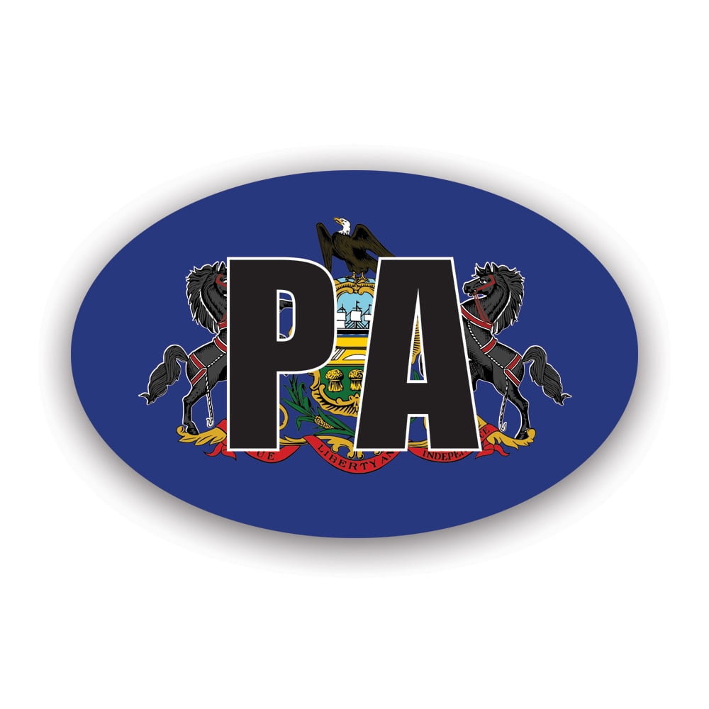 Pennsylvania Flag Oval Sticker Decal - Self Adhesive Vinyl ...