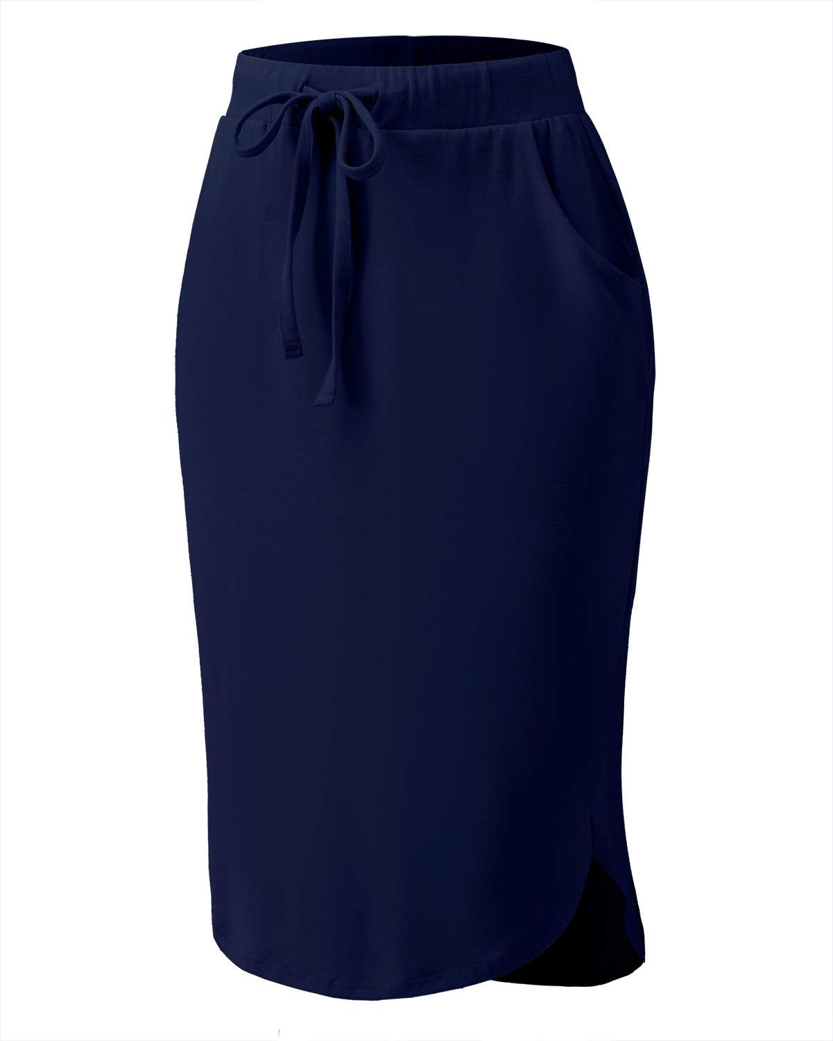URBAN DAIZY Women's High Waisted Midi Skirts Knee Length Elastic ...
