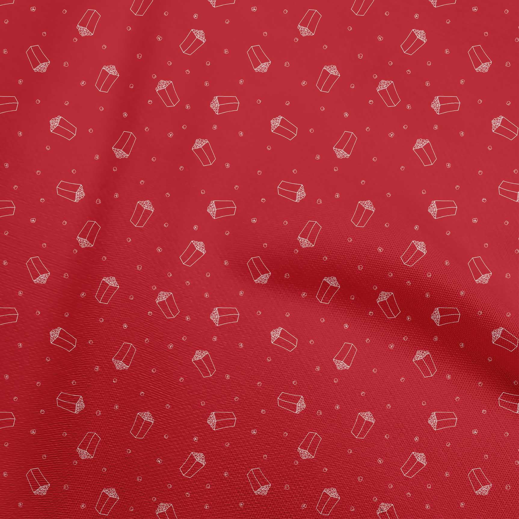 oneOone Cotton Silk Red Fabric Retro Popcorn Fabric For Sewing Printed ...