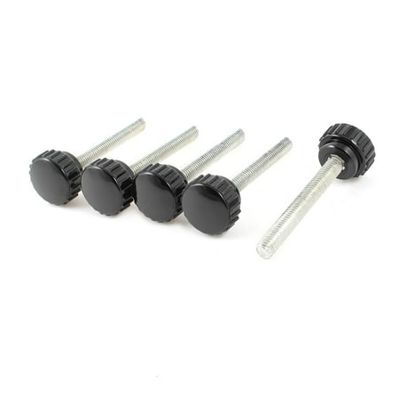 5 Pcs 8mm Male Thread Dia Screw On Type Grip Knurled Knobs Black ...