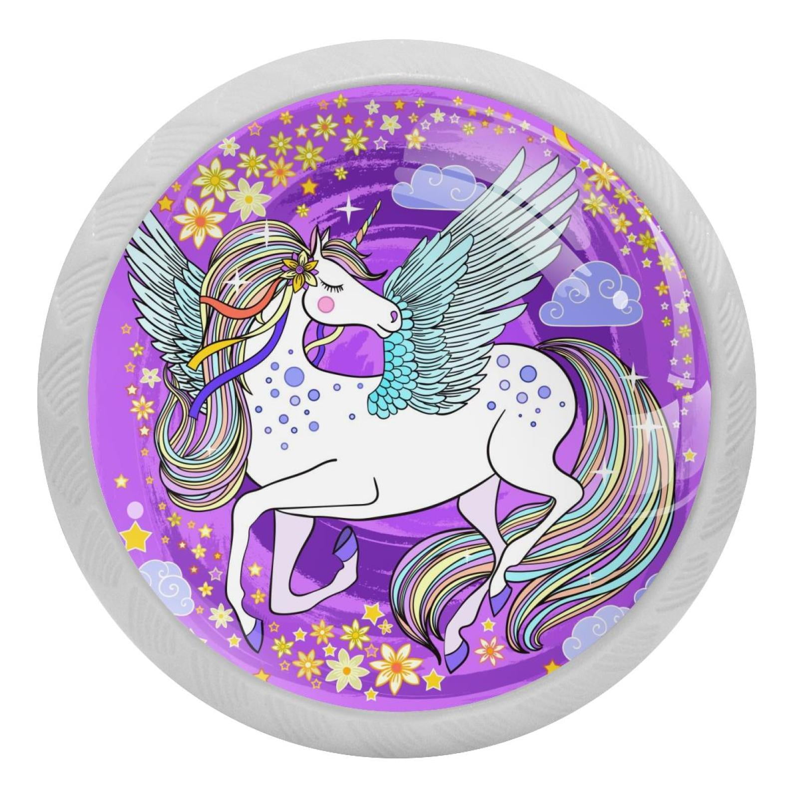 4PCS Round Unicorn Cabinet Fluorescence Knob Glowing in the Dark ...