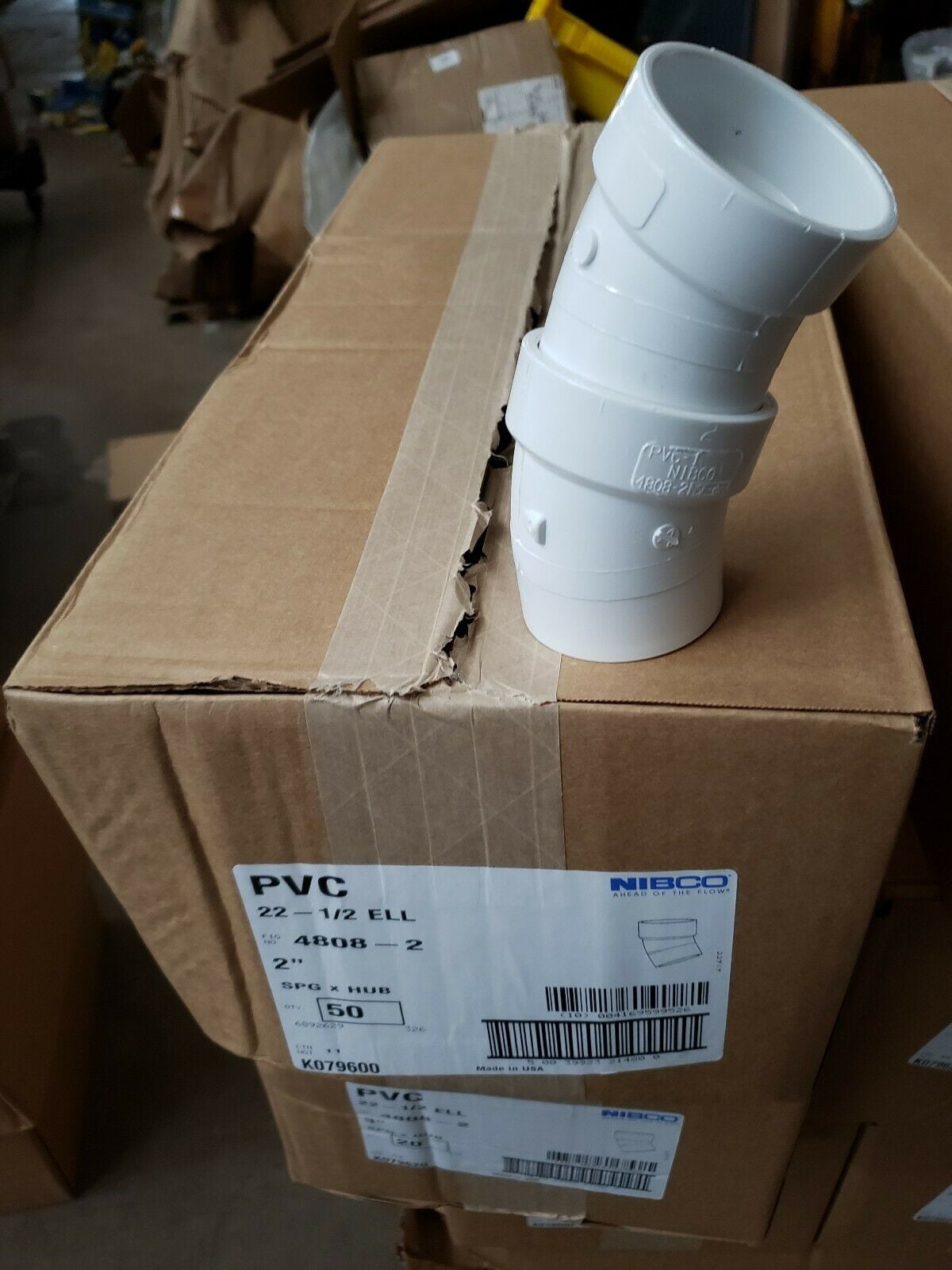 NIBCO 2 in. PVC DWV 22-1/2-Degree Hub x Hub Elbow Fitting 4808-2 (QTY ...