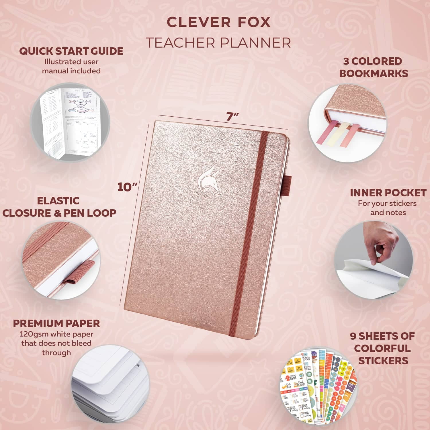 Buy Clever Fox Teacher Planner - Rose Gold at Ubuy Nepal