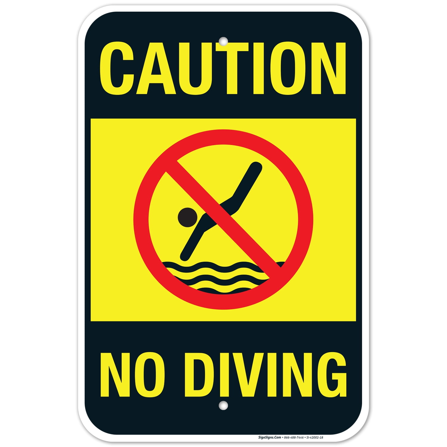 Pool Sign, Caution No Diving Sign, - Walmart.com