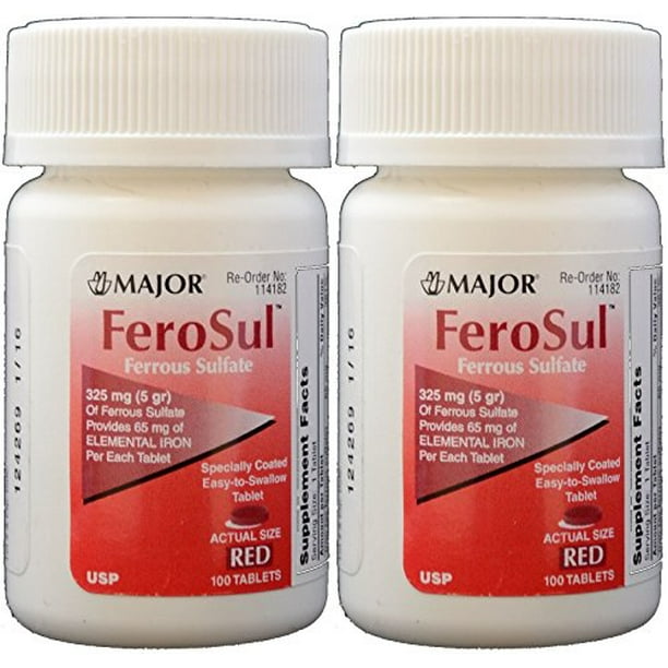 Ferrous Sulfate FC 325mg (5GR) Generic for Feosol Red Tablets 100 ...
