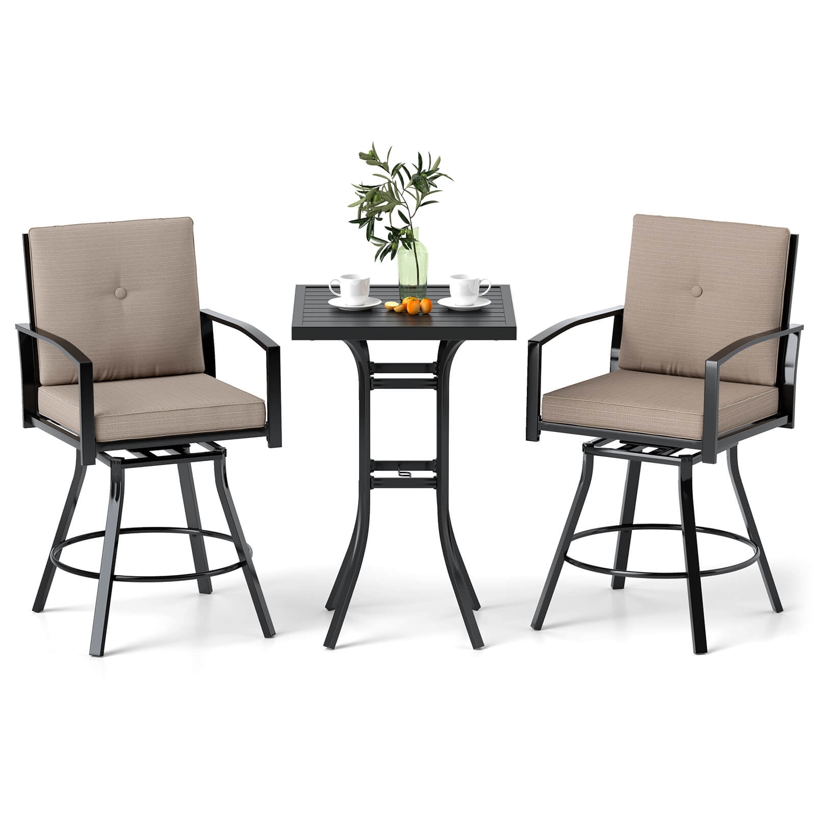 Click here for Gymax Set Of 3 Swivel Bar Set Table & Chairs Set W... prices