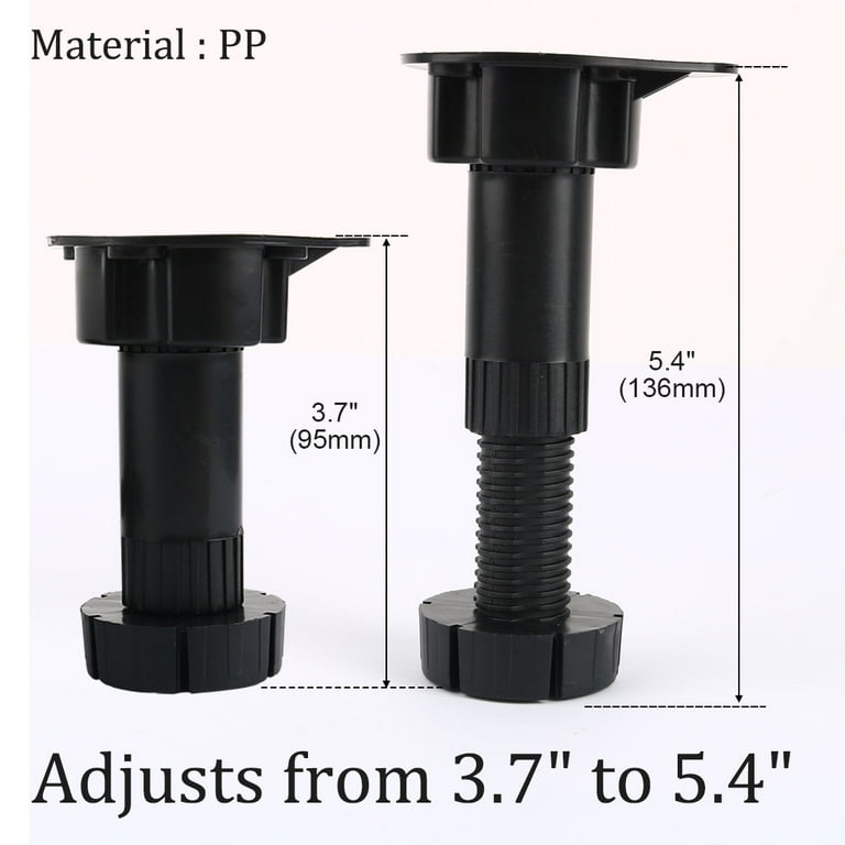 Kitchen Bedroom Plastic Adjustable Cabinet Legs Foot Black 4pcs