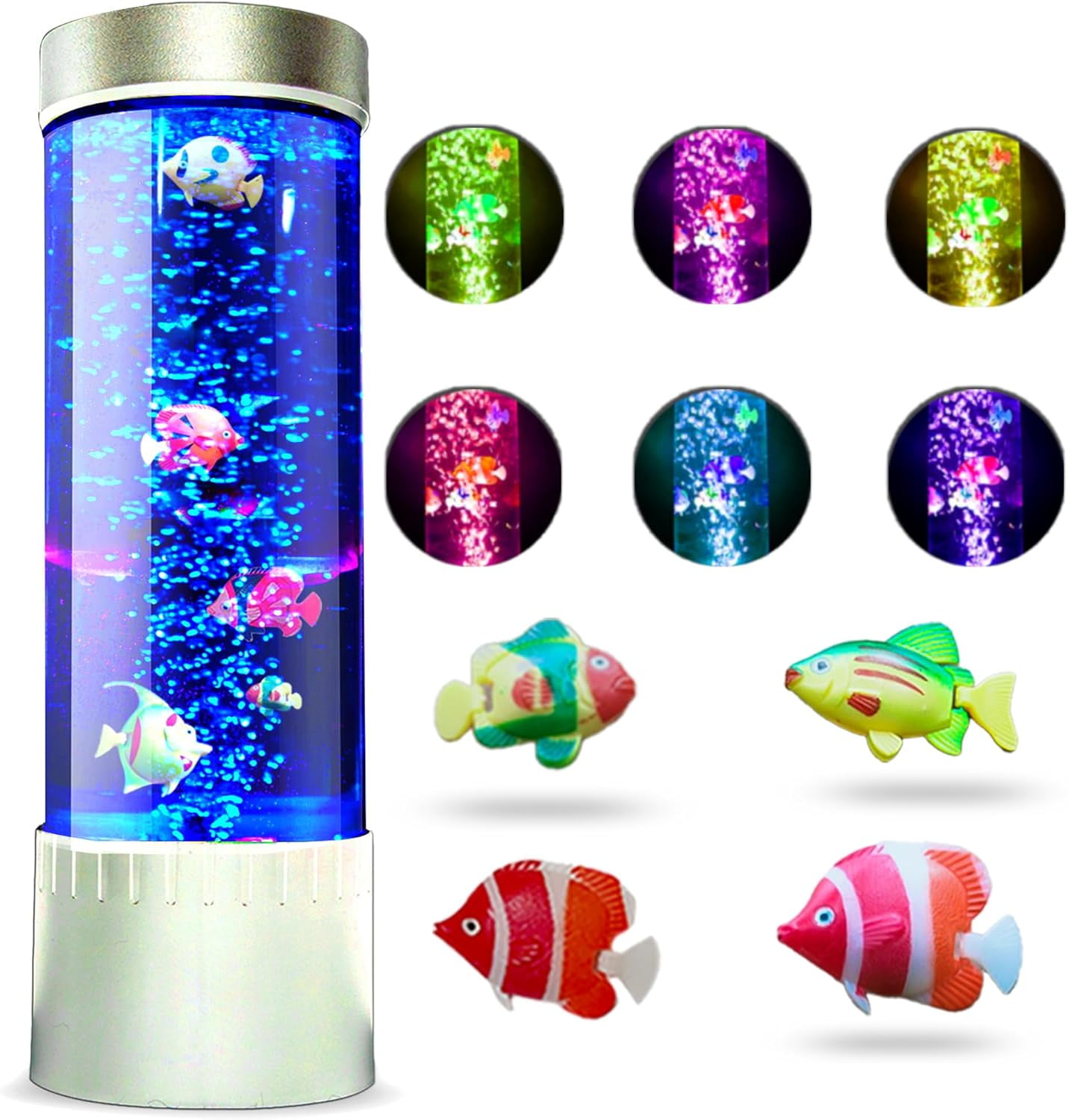 Bubble Fish Lamp | Desktop Sensory LED Bubble Lamps | 7 Color Changing ...
