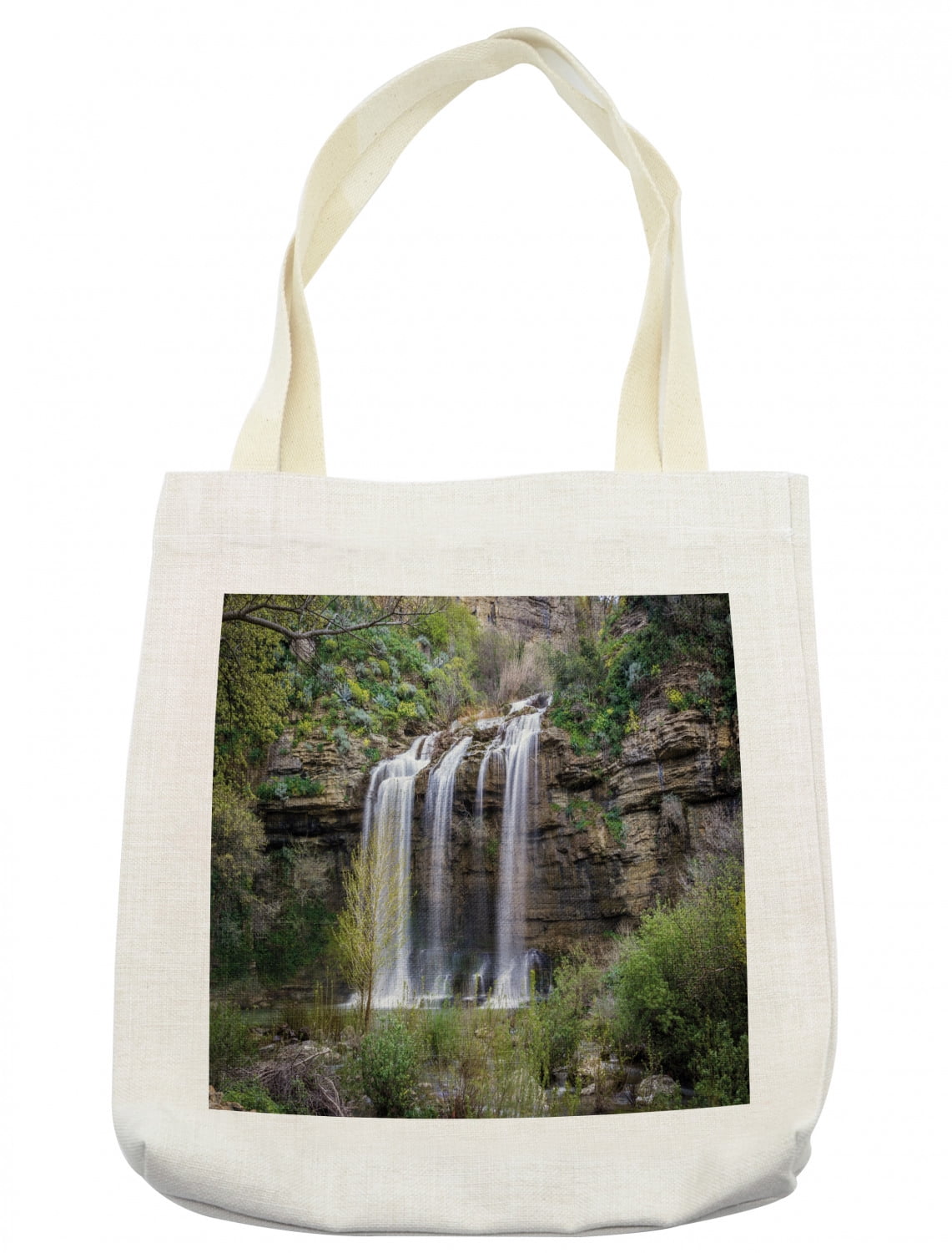 Nature Tote Bag, Photo of Waterfall Forest Jungle Corleone Sicily Rocks ...