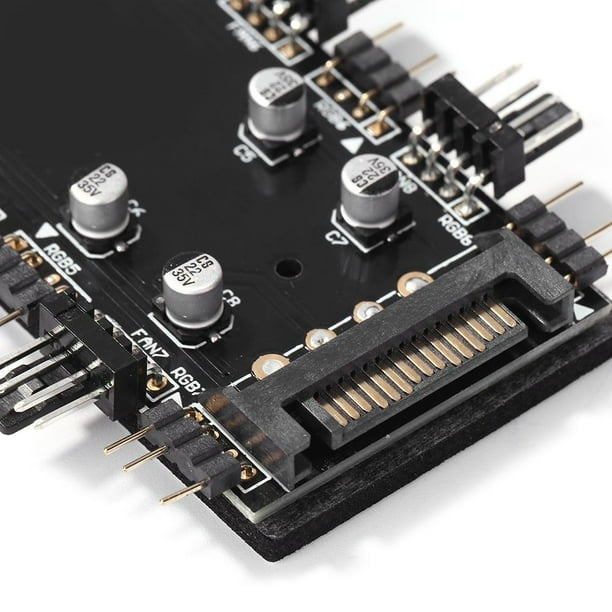 Ventilador ARGB de 5 V/3 pines PWM HUB Divisor de 1 a 8 puertos para placa base de PC (SATA ...