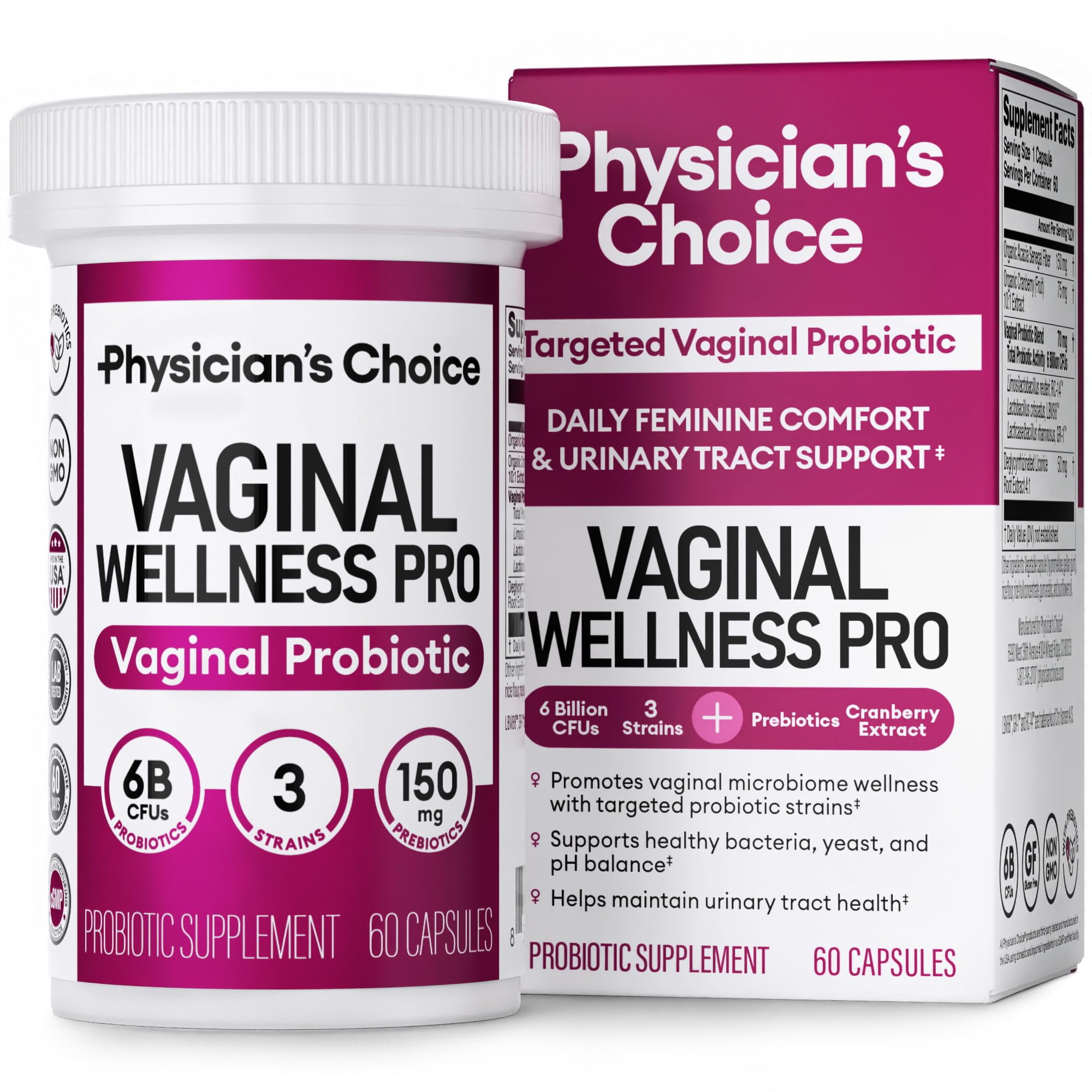 Probióticos vaginales Physician's CHOICE para mujeres 60 cápsulas ...