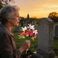 Artificial Rose Memorial Bouquet with Vase, Outdoor Cemetery Decoration ...