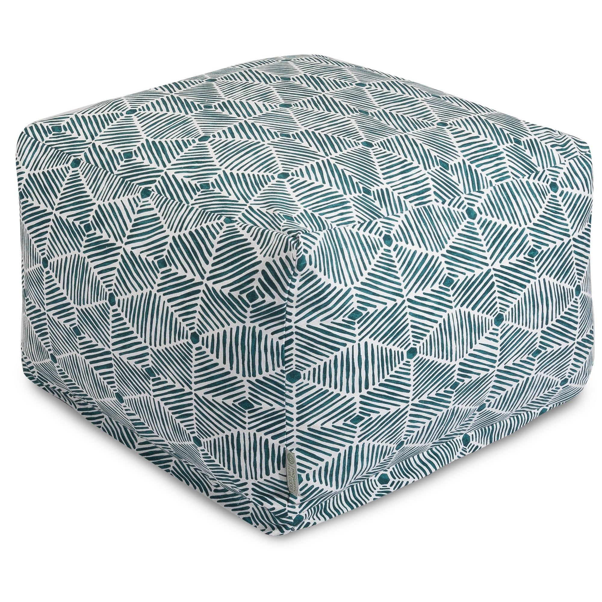 Majestic Home Goods Indoor Cotton Emerald Charlie Ottoman Pouf ...