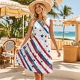 Binienty USA Flag Star Stripe Print Flowy Stylish Tank Dress for Women ...