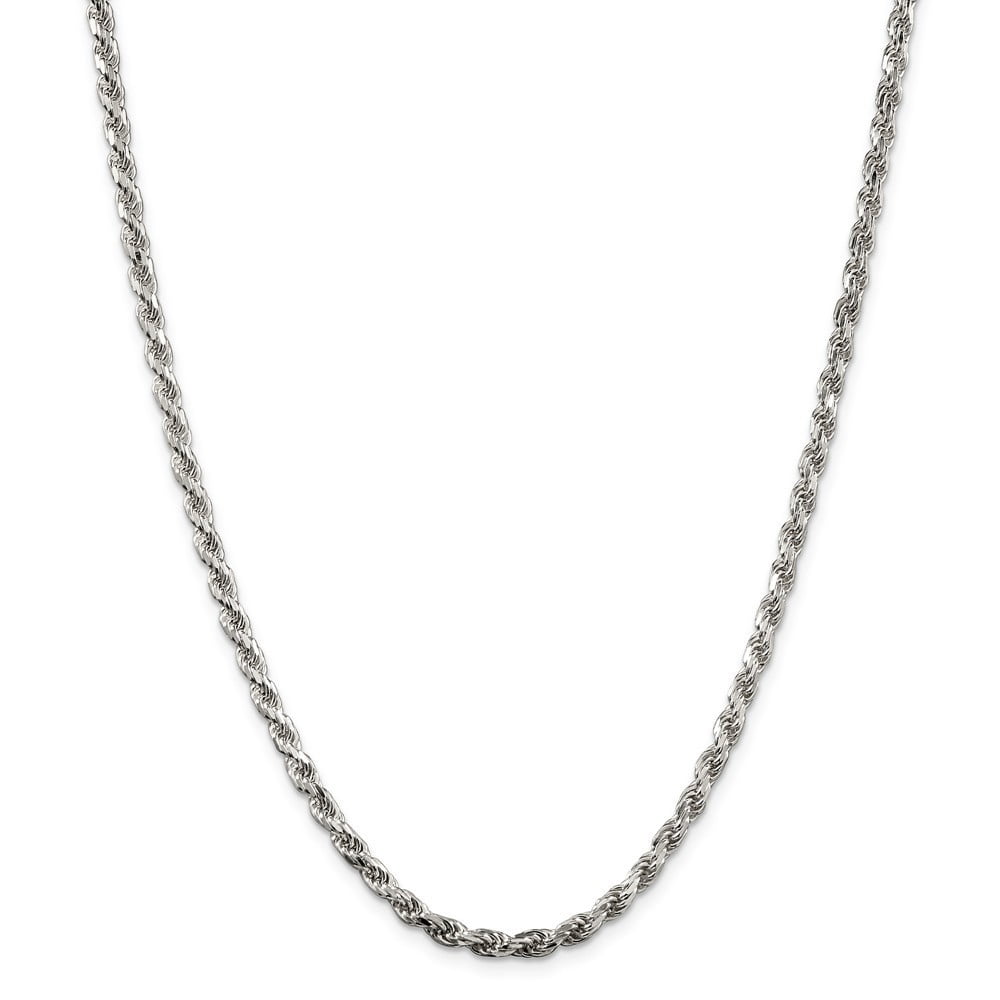 Sterling Silver 3.5mm D-Cut Rope Chain Necklace - 25.3 Grams - 22 Inch ...