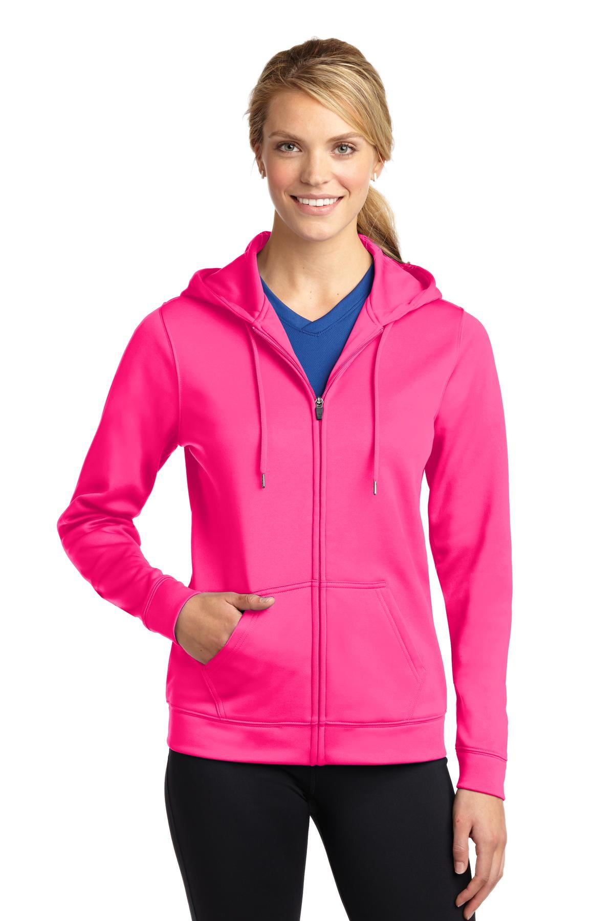 Sport-Tek Ladies Sport-Wick Fleece Full-Zip Hooded Jacket - Walmart.com
