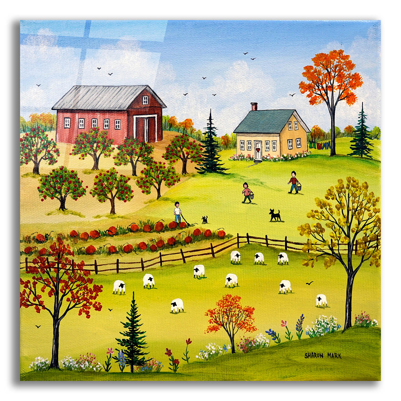 Epic Art 'Chore Time' by Sharon Mark, Acrylic Glass Wall Art, 12"x12 ...