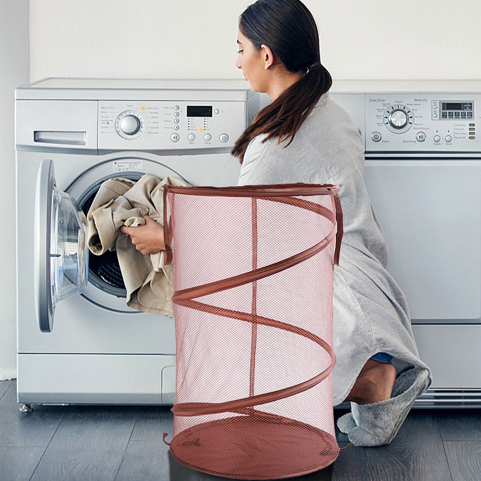 Cómoda cesta de lavandería con cesto de malla plegable de amplia ...