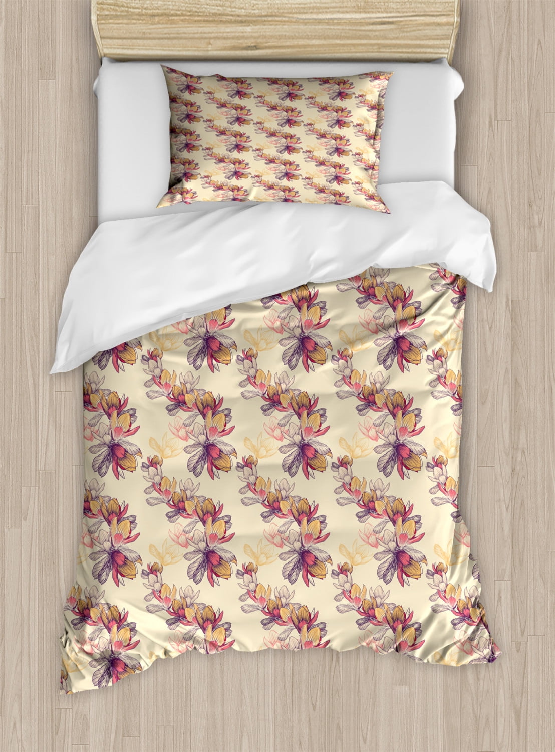Magnolia Twin Size Duvet Cover Set, Illustration of Magnolia Flowers ...