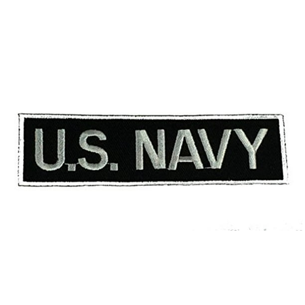 U.S. NAVY NAME TAPE STYLE TAB Patch - White on Black Background ...