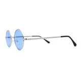 Retro Snug Small Round Circle Lens Hippie Sunglasses Silver Blue ...