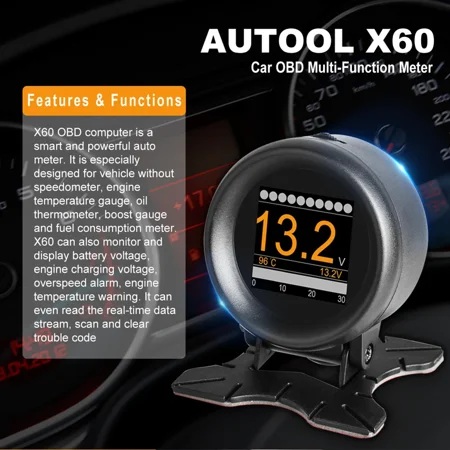 AUTOOL X60 Car OBD Meter OBD2 HUD Digital Water Temp Gauge Voltage ...