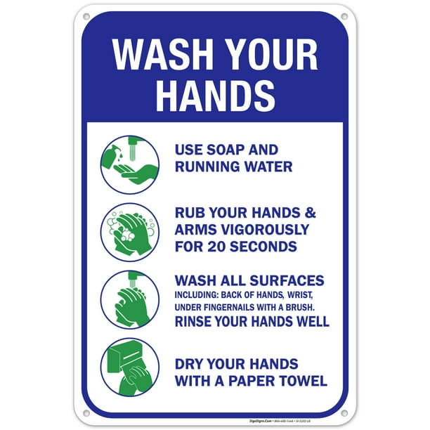 Hand Washing Sign, Hand Washing Instruction Sign, - Walmart.com