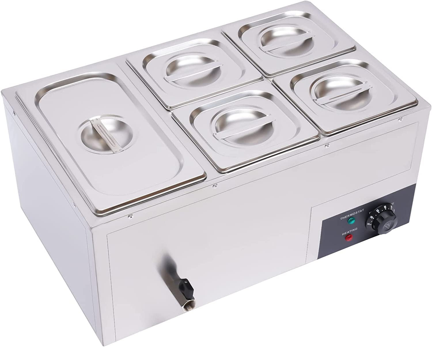 Miumaeov 110V 5-Pan Commercial Food Warmer,600W Electric Stainless ...