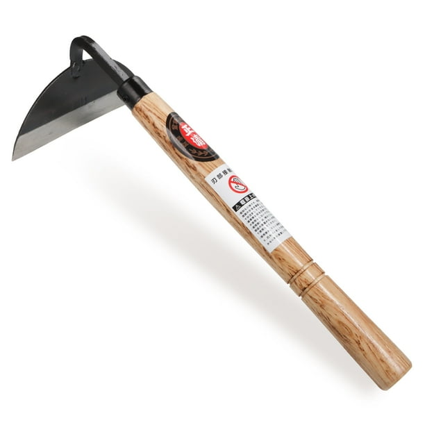 Azada pequeña de acero con mango curvo, hoz de deshierbe de mango corto ...